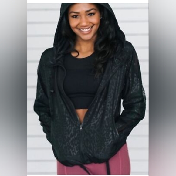 ZYIA | Jackets & Coats | Zyia Black Animal Print Lightweight Bomber ...